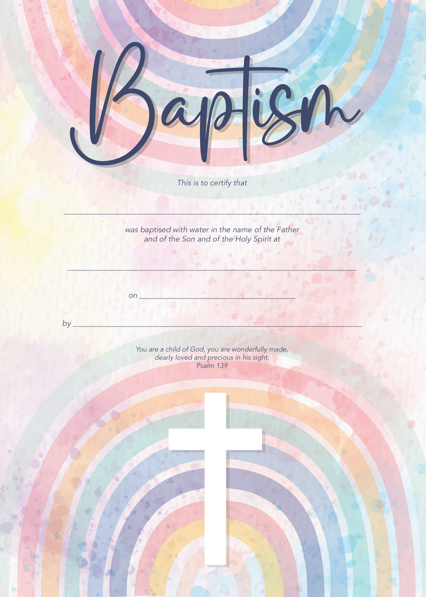 Baptism Certificate - Cross with Rainbow - Child – Kevin Mayhew